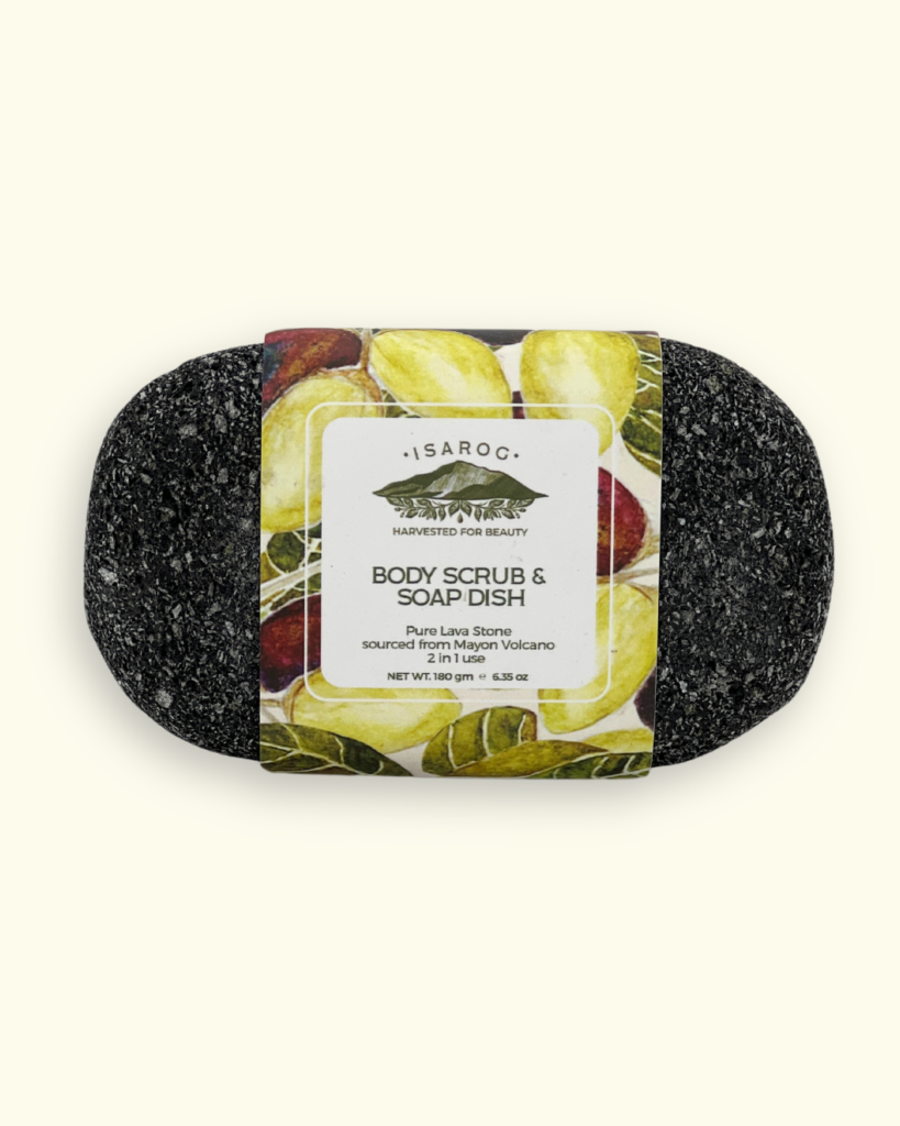 Body Scrub & Soap Dish - Pure Mayon Lava Stone - 2 in 1 Use - ISAROG PH